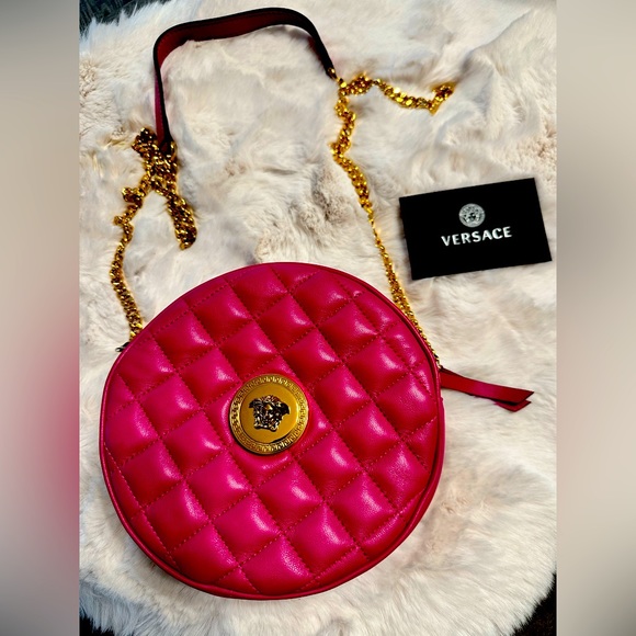 Versace | Bags | Versace Quilted Shoulder Camera Bag Hot Pink Lamb ...